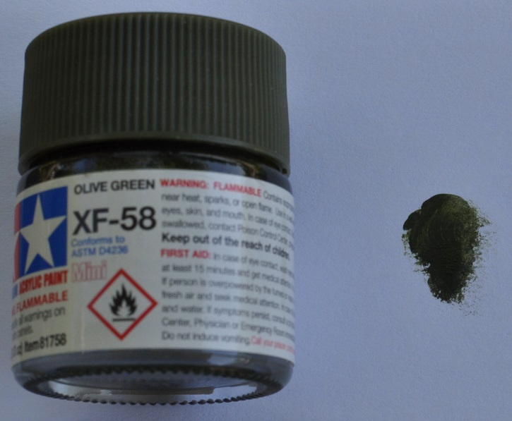 Acrylic Mini XF58 Olive Green 1/3 oz -- Hobby and Model Acrylic Paint ...