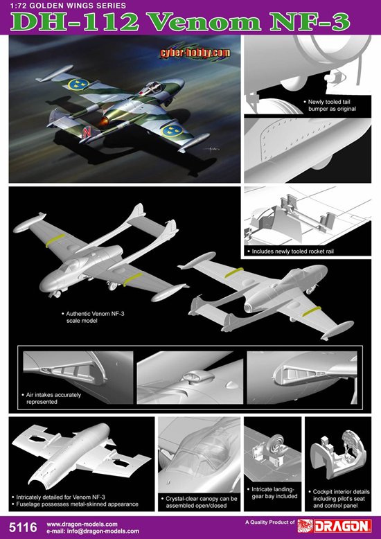 Gallery Pictures DML DH112 Venom NF3 British Jet Fighter Plastic Model ...