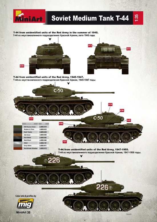 T44 Soviet Medium Tank -- Plastic Model Military Vehicle Kit -- 1/35 ...