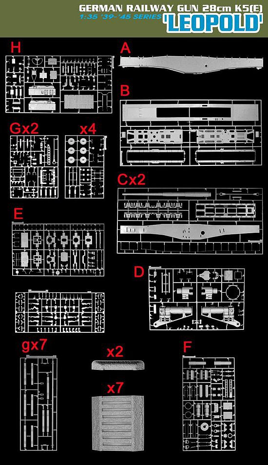 28cm K5(E) Leopold German Railway Gun -- Plastic Model Kit -- 1/35 ...