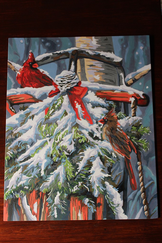 Heirlooms (Cardinals on Christmas Decorated Sled Snow Scene) -- Paint ...