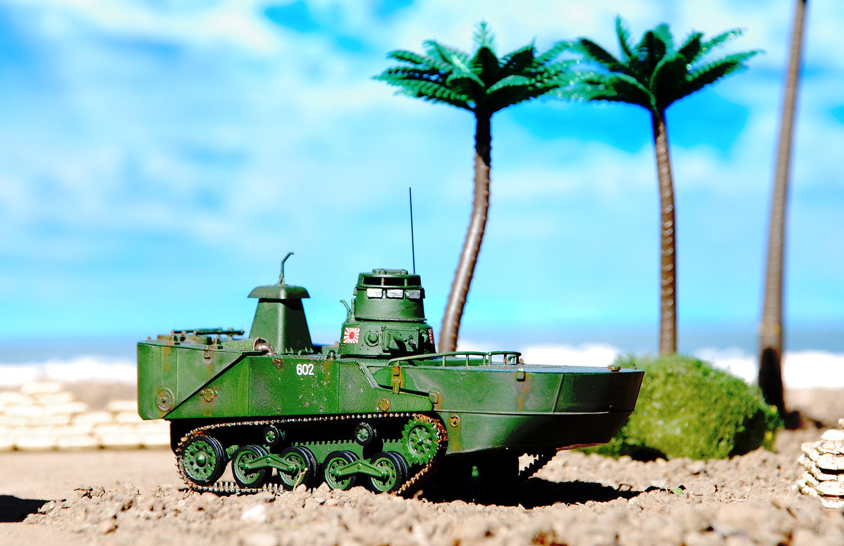 IJN Type 2 Amphibious Tank w/Floating Pontoon -- Plastic Model Tank Kit ...