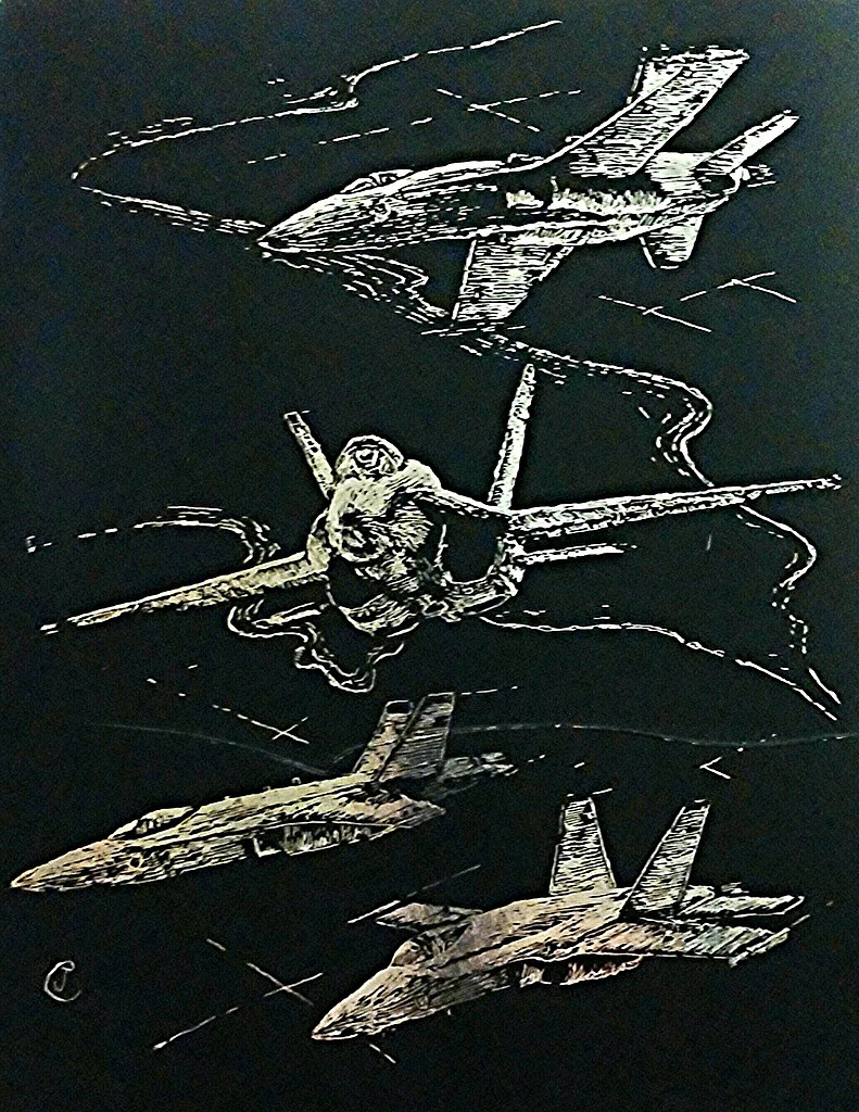 Silver Engraving Jet Planes -- Scratch Art Metal Art Kit -- #silf25 ...