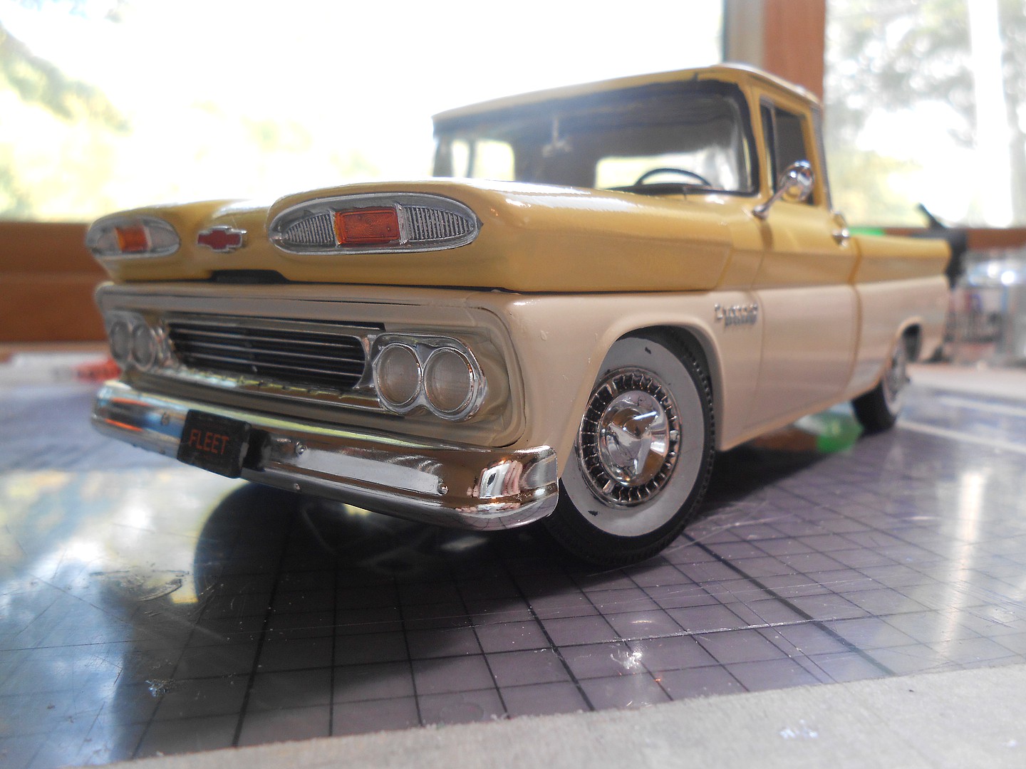 1960 Chevy Custom Fleetside Pickup with Go Kart -- Plastic Model Truck ...